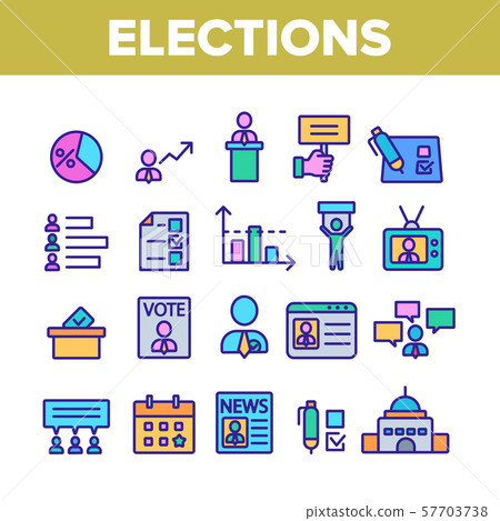 Elections Color Elements Vector Icons Set - Stock Illustration ...