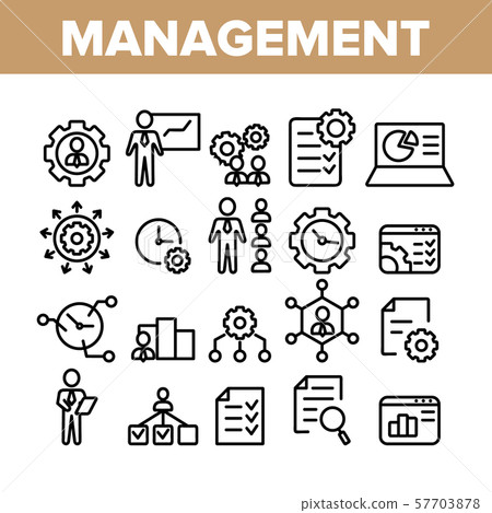 Management Collection Elements Icons Set Vector - Stock Illustration ...