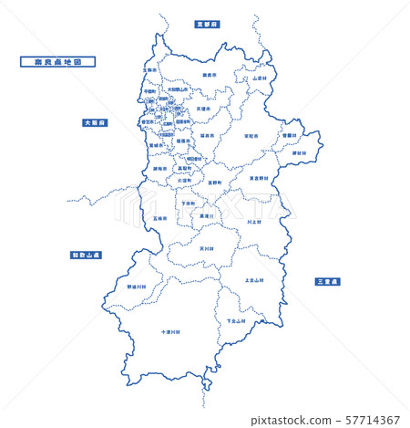 Nara Prefecture Map Simple White Map City - Stock Illustration ...