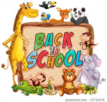 Back to school template with animal - Stock Illustration [57714579] - PIXTA