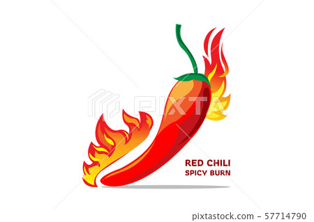 Red chili spicy burn with flame - Stock Illustration [57714790] - PIXTA