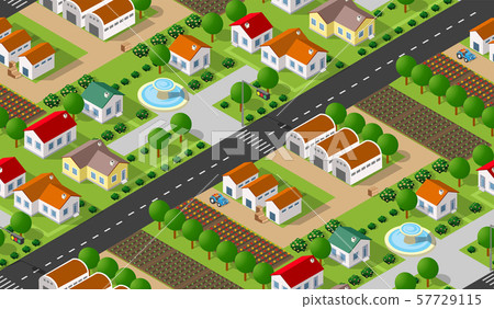 Isometrics village seamless - Stock Illustration [57729115] - PIXTA