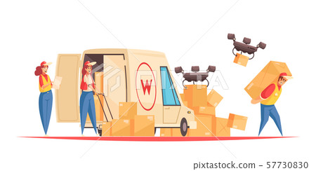 Delivery Logistics Doodle Composition - Stock Illustration [57730830 ...