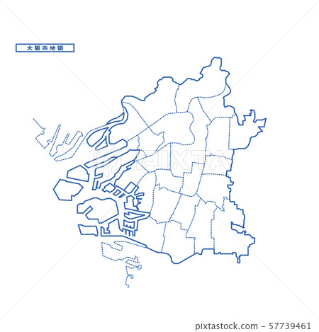 Osaka City Map Simple White Map City - Stock Illustration [57739461 ...