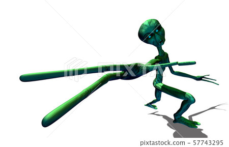 Green alien with hand stretched forward - Stock Illustration [57743295 ...