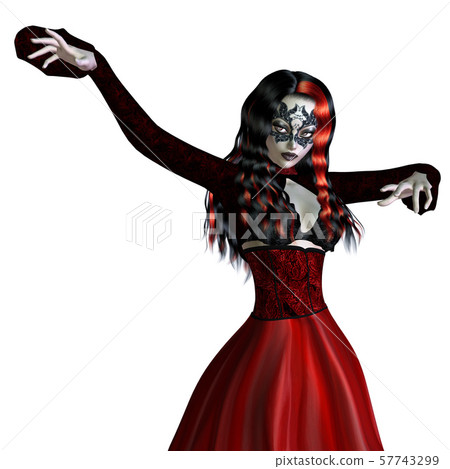 Gothic woman in red dress - Stock Illustration [57743299] - PIXTA