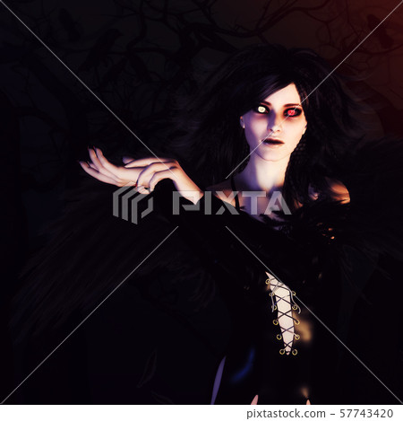 Dark Angel in the Forest - Stock Illustration [57743420] - PIXTA
