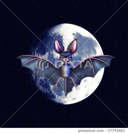 Bat over moon - Stock Illustration [57743461] - PIXTA