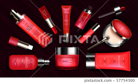 Red cosmetic line for skin care and makeup - Stock Illustration ...
