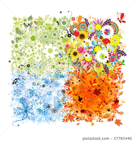 Four seasons frame - spring, summer, autumn, - Stock Illustration ...