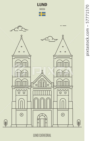 Lund Cathedral, Sweden. Landmark icon - Stock Illustration [57771570 ...