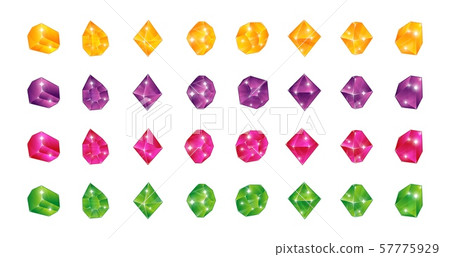 Cartoon multicolor gems. Gem yellow green blue... - Stock Illustration ...