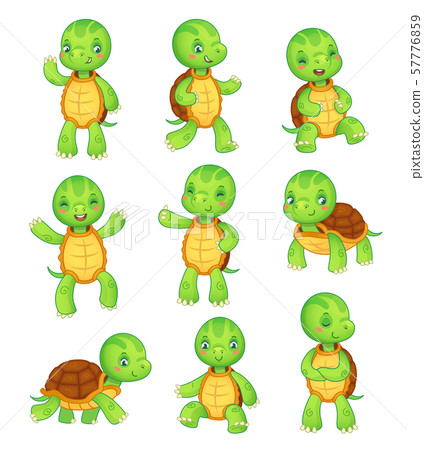 Cartoon turtle. Cute kids turtles, wild animals... - Stock Illustration ...