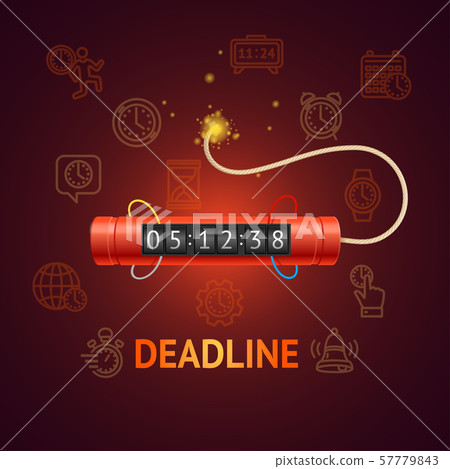 Deadline Concept with Realistic Detailed 3d Red...-插圖素材 [57779843 ...