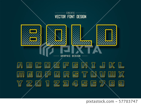 Halftone circle font and alphabet vector, Digital - Stock Illustration ...