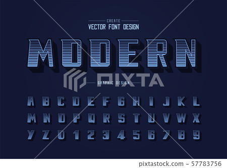 Line bold font and alphabet vector, Digital modern - Stock Illustration ...