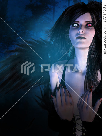 Dark Angel in the Forest - Stock Illustration [57784538] - PIXTA