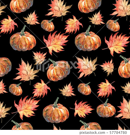 Seamless watercolor halloween pattern of autumn... - Stock Illustration ...