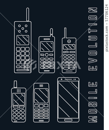 Mobile phone - Smartphone evolution line design. - Stock Illustration ...