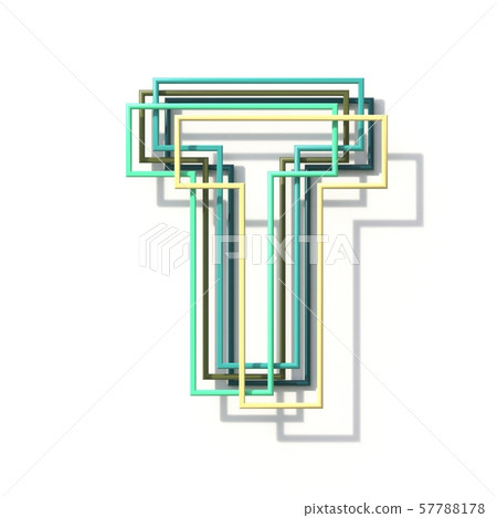 Three colors line font Letter T 3D - Stock Illustration [57788178] - PIXTA