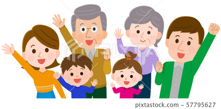 Raise hands, 3 generations of family, illustration - Stock Illustration ...