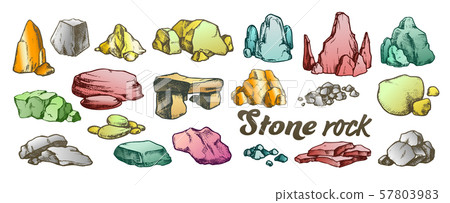 Stone Rock Gravel Collection Color Set Vector - Stock Illustration ...