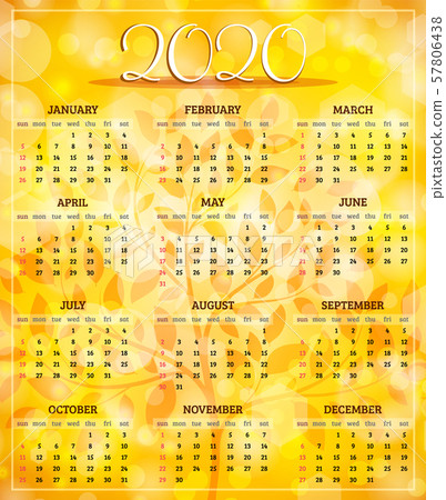 Autumn vector calendar 2020 year with week... - Stock Illustration ...