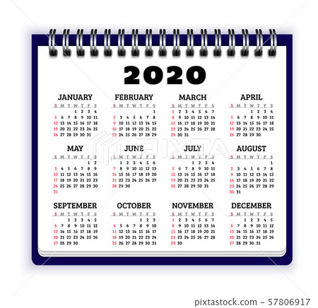 Notebook paper with calendar for 2020 year.... - Stock Illustration ...