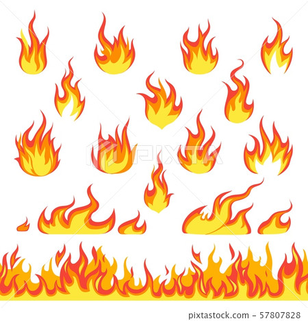 Cartoon fire set. Hot temperature curve... - Stock Illustration ...