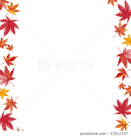 Frame fallen leaves dead leaves maple watercolor - Stock Illustration ...