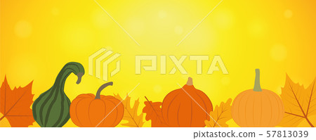 yellow autumn background banner with autumn... - Stock Illustration ...