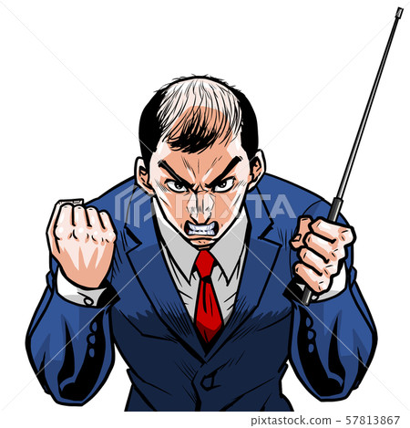 Suit thin hair bald left pointing rod right... - Stock Illustration ...