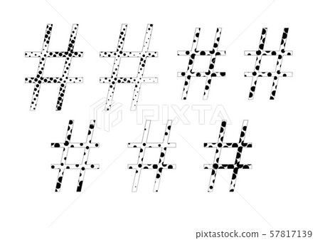 Hashtag sign set halftone dots effect black and... - Stock Illustration ...
