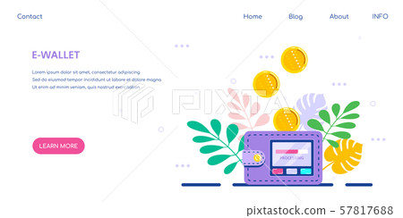 Electronic wallet concept banner, flat style... - Stock Illustration ...