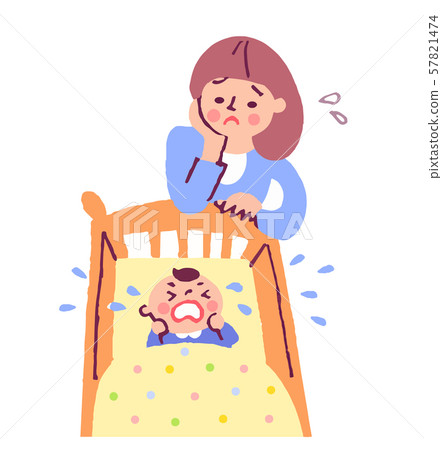 Crying baby and mom in trouble - Stock Illustration [57821474] - PIXTA