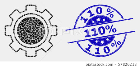 Vector Pixelated Gear Icon and Grunge 110... - Stock Illustration ...