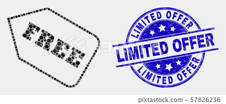 Vector Dotted Free Tag Icon and Scratched... - Stock Illustration ...