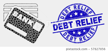 Vector Pixel Bank Cards Icon and Grunge Debt... - Stock Illustration ...