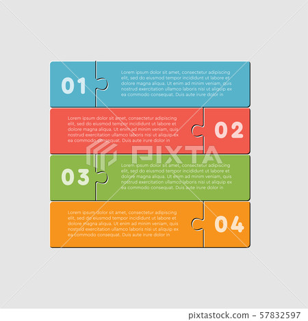 Four pieces puzzle square diagram info graphic - Stock Illustration ...