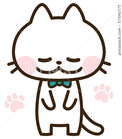 Cute white cat bowing - Stock Illustration [57840775] - PIXTA