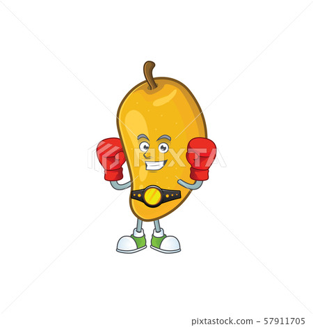 Boxing fresh mango character cartoon with mascot - Stock Illustration ...