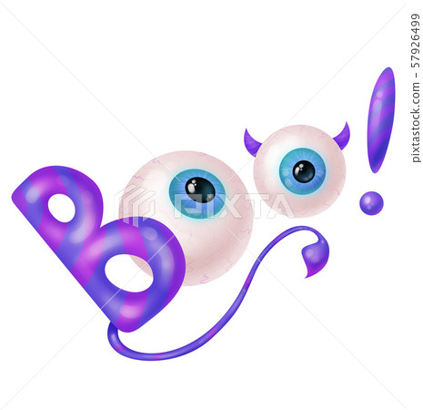 The frightening inscription BOO. Bulging eyes. - Stock Illustration ...