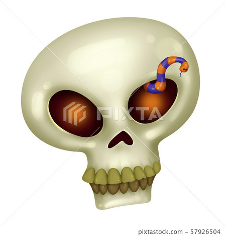 A skull with a worm in its eye. - Stock Illustration [57926504] - PIXTA