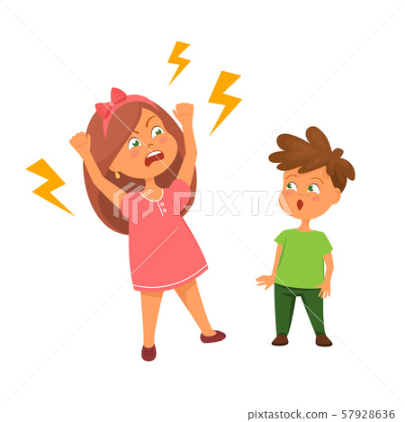 Girl shouting at boy. - Stock Illustration [57928636] - PIXTA