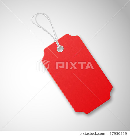 Red realistic textured sell tag with rope. - Stock Illustration ...