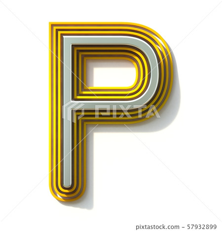 Yellow outlined font letter P 3D - Stock Illustration [57932899] - PIXTA
