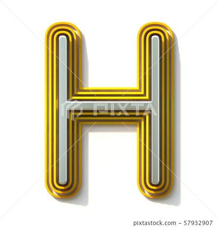 Yellow outlined font letter H 3D - Stock Illustration [57932907] - PIXTA