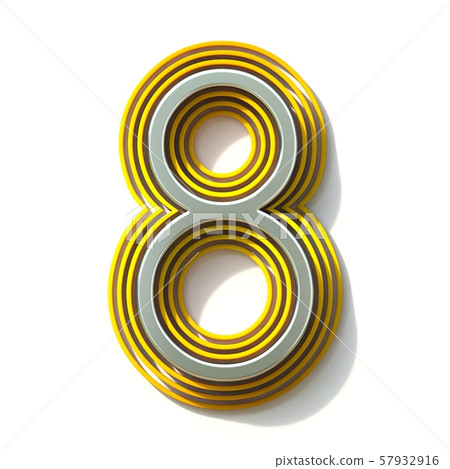 Yellow outlined font Number 8 EIGHT 3D - Stock Illustration [57932916 ...