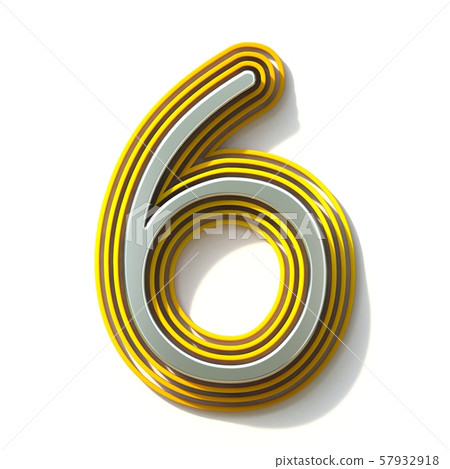 Yellow outlined font Number 6 SIX 3D - Stock Illustration [57932918 ...