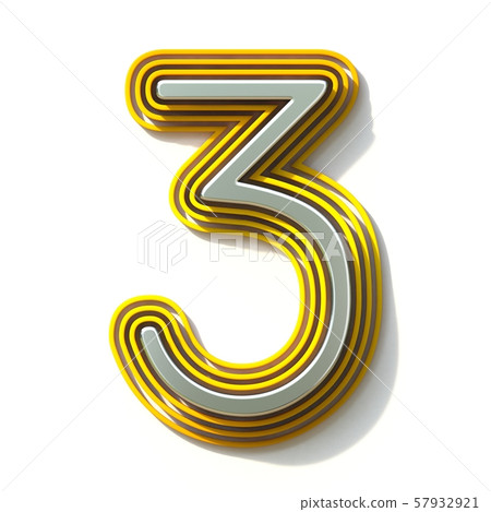 Yellow outlined font Number 3 THREE 3D - Stock Illustration [57932921 ...